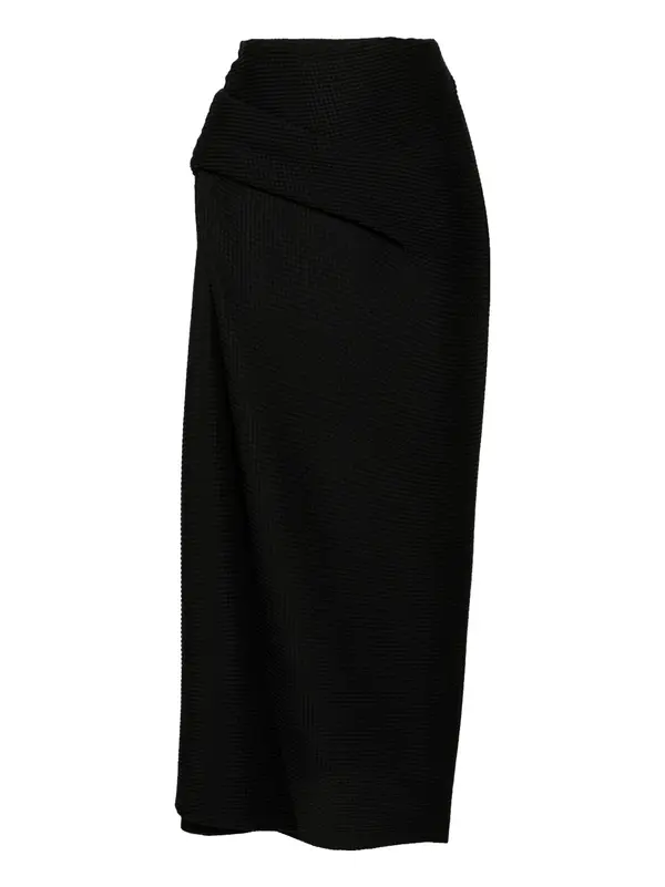 DEL CORE Textured Pencil Midi Skirt - Black