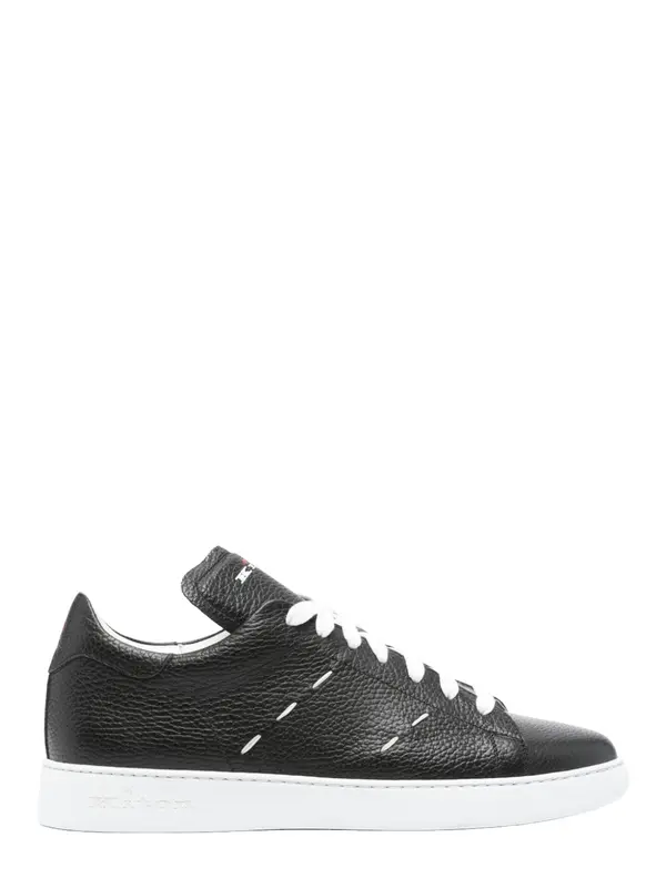 Kiton Seam-detail Leather Sneakers - Black