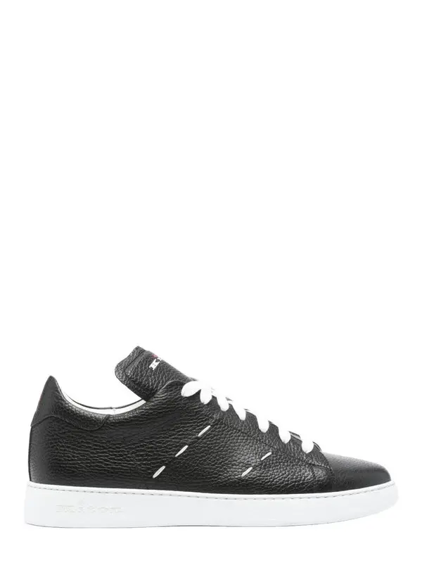Kiton Seam-detail Leather Sneakers - Black