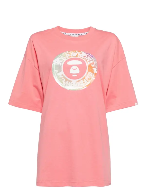A BATHING APE Aape * Graphic-print Cotton T-shirt - Pink