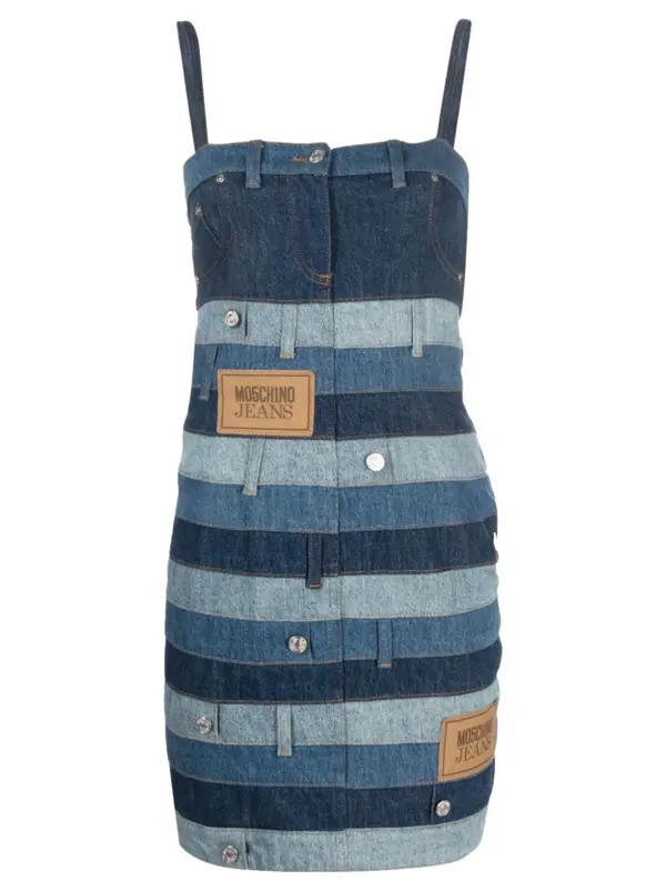 Moschino Patchwork Denim Minidress - Blue