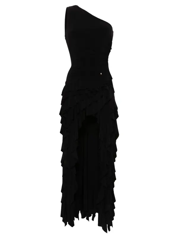 NISSA Ruffled Maxi Dress - Black