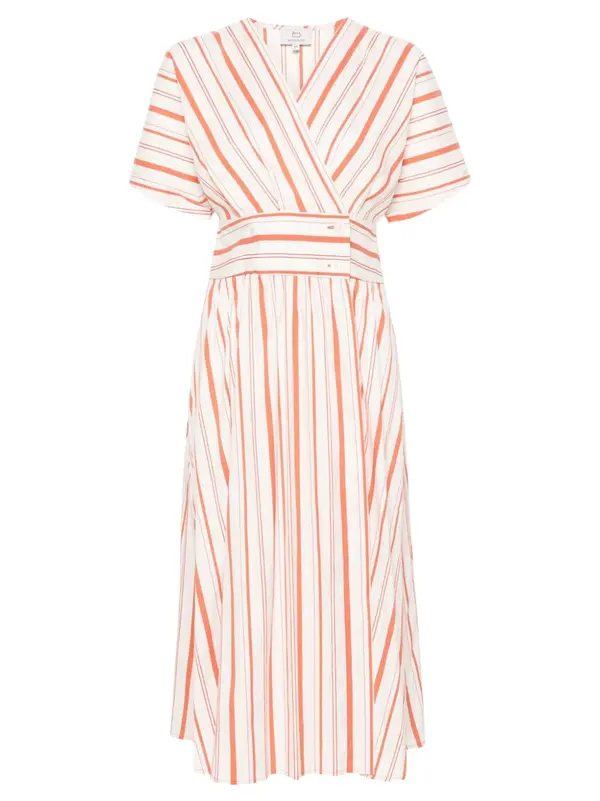 Woolrich Striped Wrap Midi Dress - White