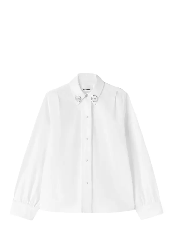 JIL SANDER Jewel-clip Cotton Shirt - White