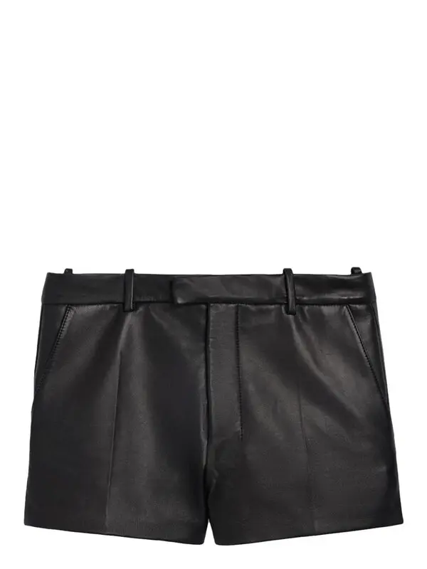 Ami Leather Tailored Shorts - Black