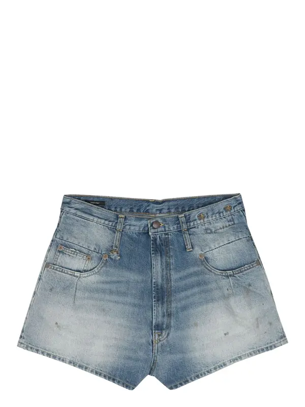 R13 Stained Denim Shorts - Blue