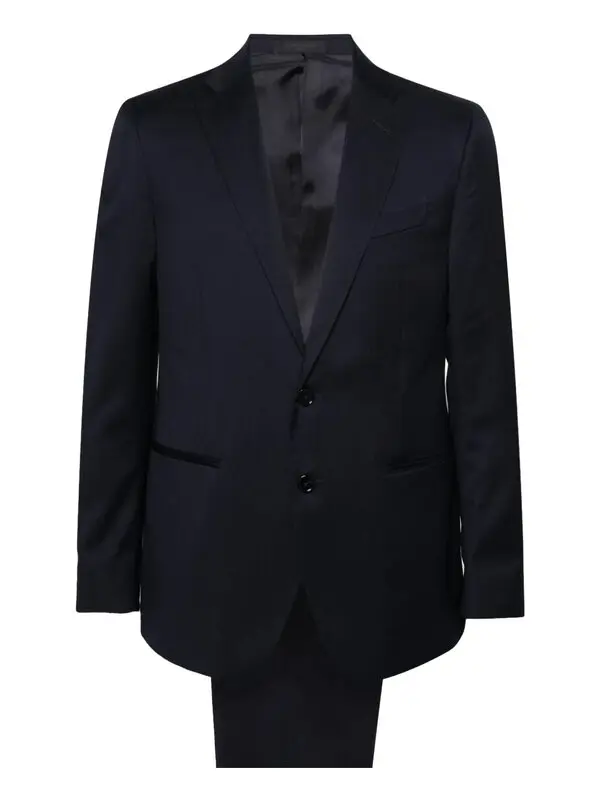 Corneliani Single-breasted Wool Suit - Blue