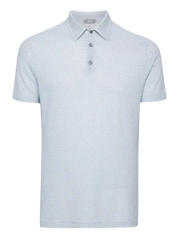 ZANONE Geometric-print Polo Shirt - Blue