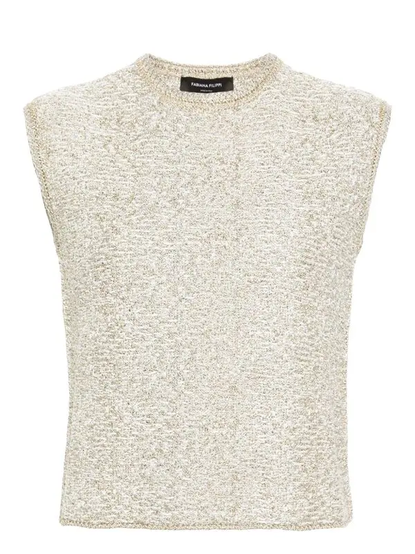 Fabiana Filippi Lurex-detail Bouclé Top - Grey