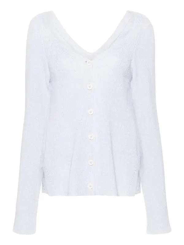 Fabiana Filippi Lurex Detailed Ribbed Knit Cardigan - White