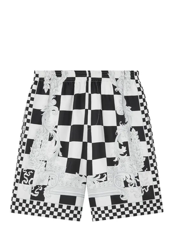 Versace Barocco Check-print Shorts - Black