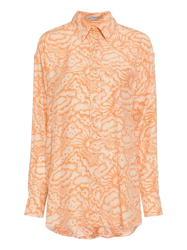 Stella McCartney Cloud-print Silk Shirt - Orange
