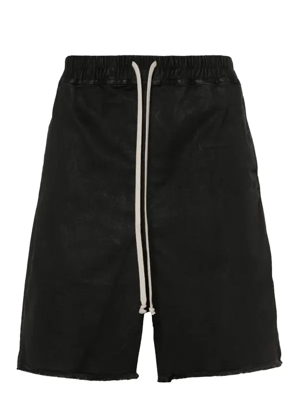 Rick Owens Long Boxer Waxed Denim Shorts - Black