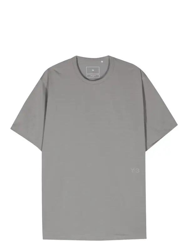 Y3 Logo-print Cotton-blend T-shirt - Grey