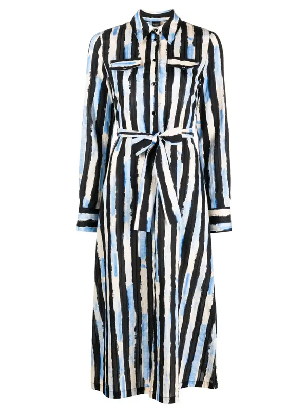 Pinko Assente Striped Cotton Shirt Dress - Blue
