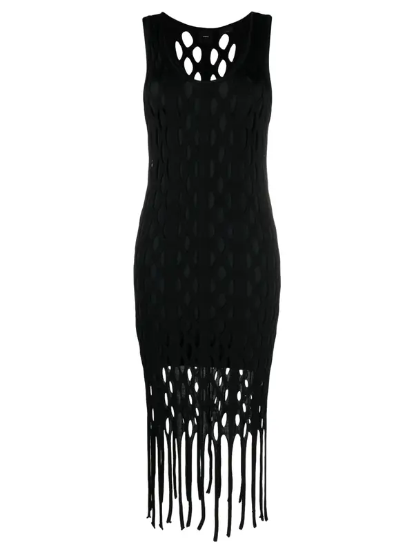 Pinko Fringed Cut-out Maxi Dress - Black