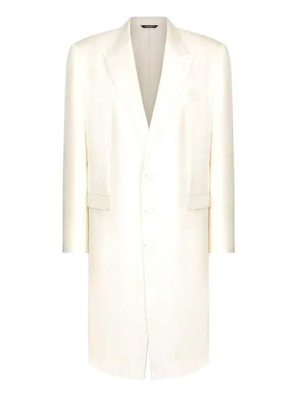 Dolce & Gabbana Single-breasted Silk Coat - White