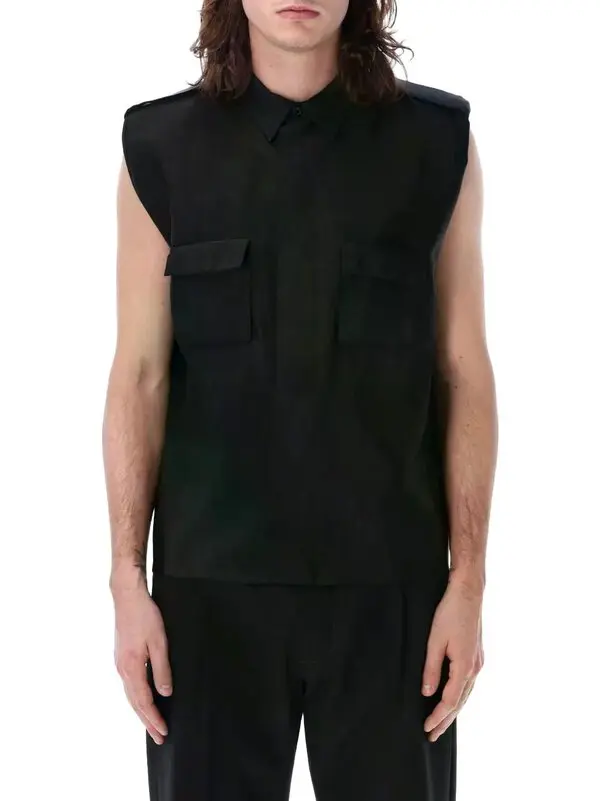 Saint Laurent Classic-collar Sleeveless Shirt - Black
