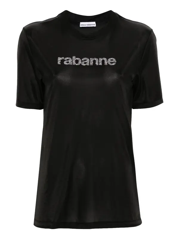 Rabanne Logo-embellished Jersey T-shirt - Black