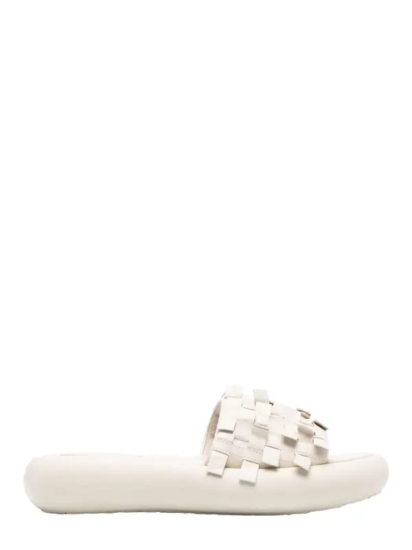 VIC MATIE Interwoven Leather Slides - Neutrals