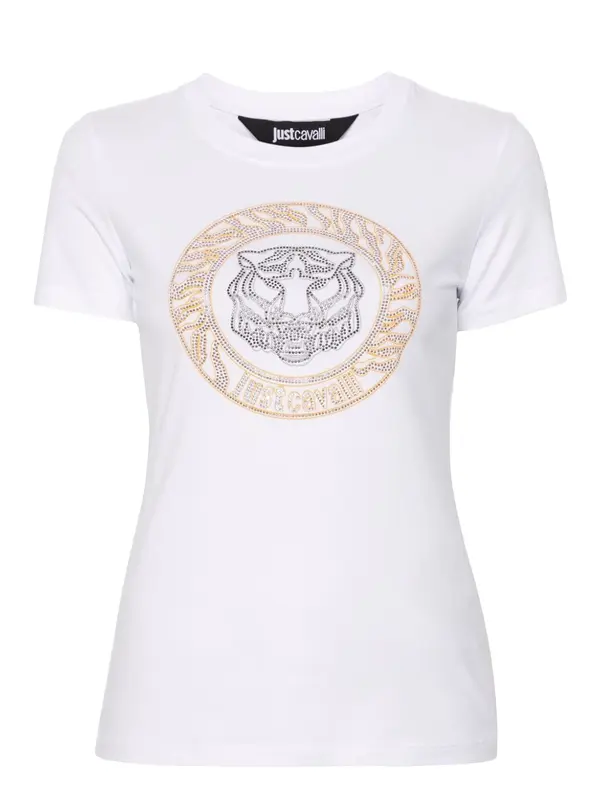 Just Cavalli Tiger Head Studded T-shirt - White