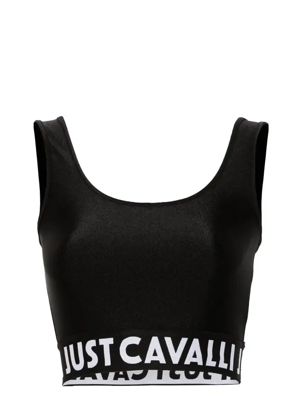 Just Cavalli Logo-waistband Cropped Top - Black