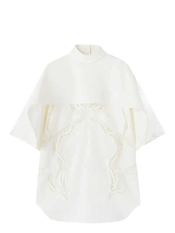 JIL SANDER Lace-detail Cotton-silk Cape Top - White