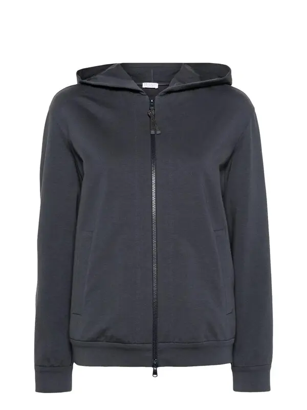 Brunello Cucinelli Zip-up Cotton Hoodie - Blue