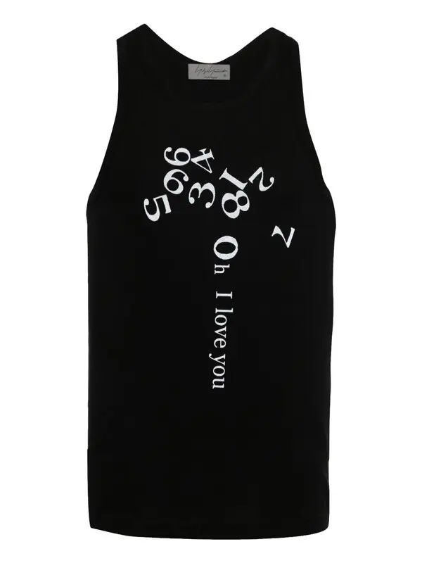 Yohji Yamamoto Numbers-print Cotton Tank Top - Black