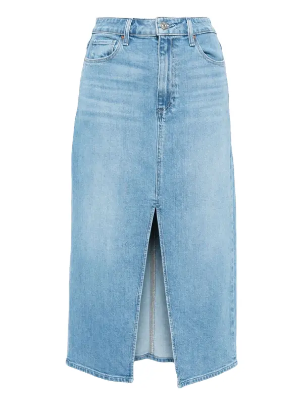 Paige Angela Denim Midi Skirt - Blue