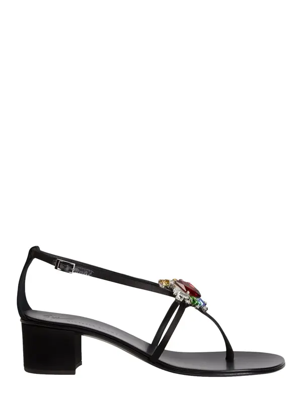 GIUSEPPE ZANOTTI Tarassacum 40mm Crystal-embellished Leather Sandals - Black