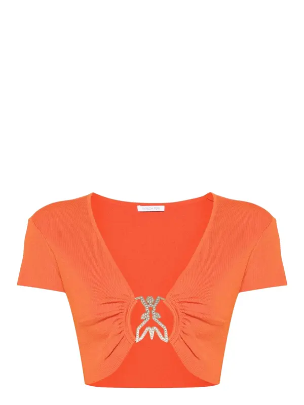 Patrizia Pepe Logo-plaque Crop Top - Orange