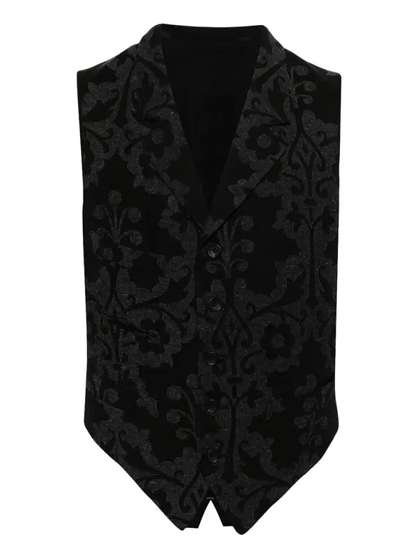 Yohji Yamamoto Patterned Jacquard Waistcoat - Black