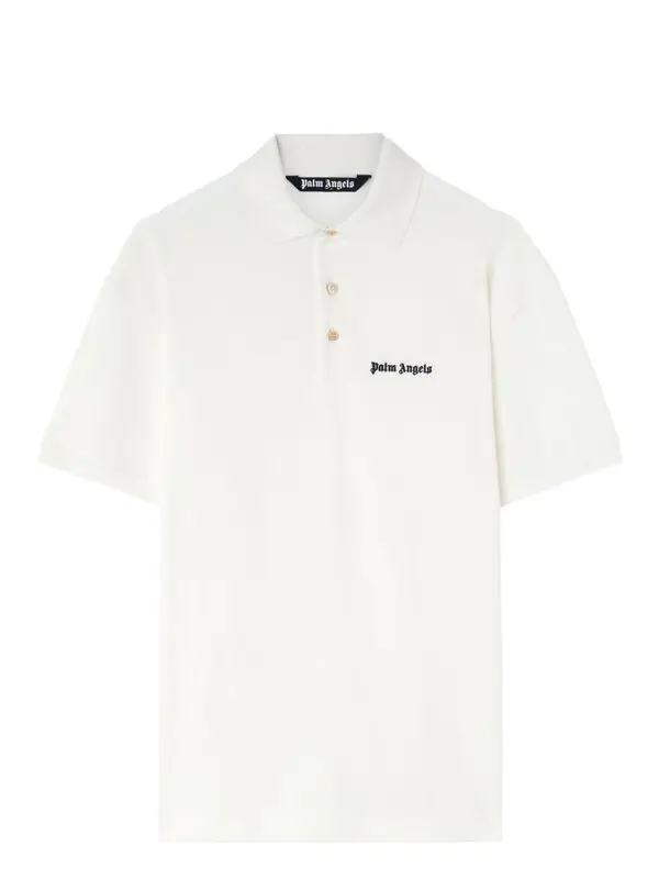 Palm Angels Logo-print Cotton Polo Shirt - White