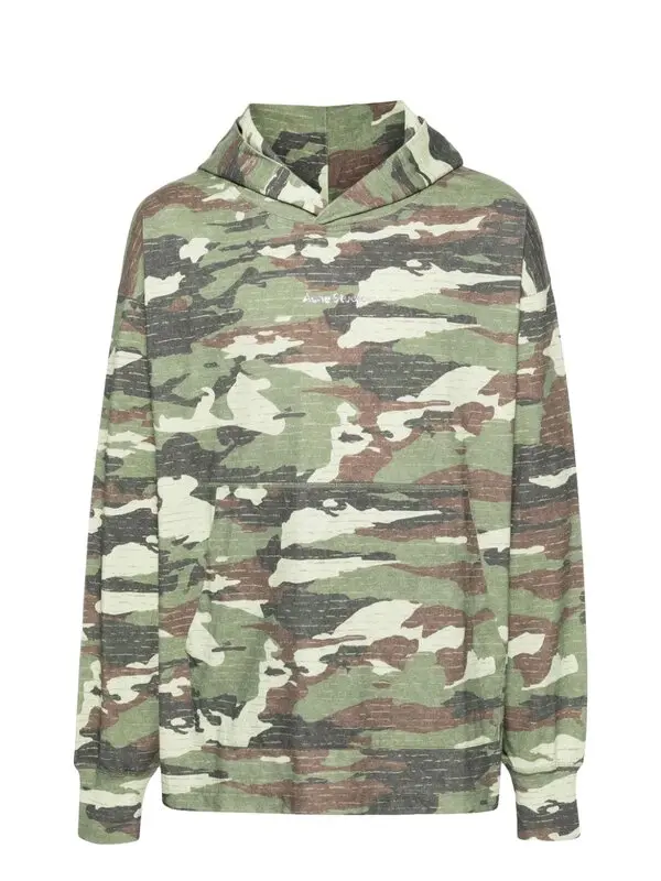 Acne Studios Abstract-print Hoodie - Green