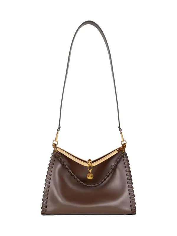 Etro Large Vela Leather Shoulder Bag - Brown