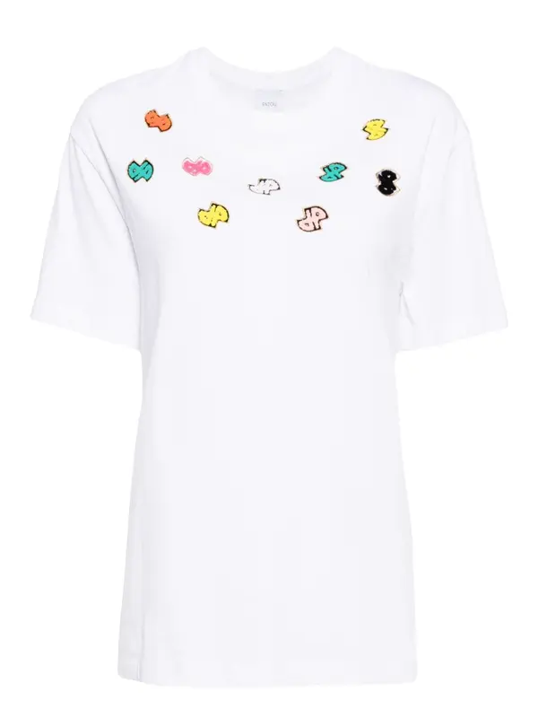 Patou Logo-embellished Organic-cotton T-shirt - White