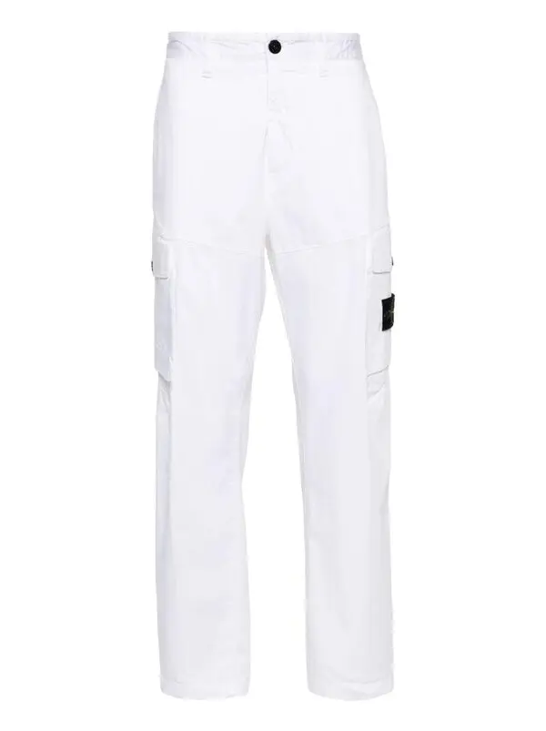 Stone Island Straight-leg Cotton Trousers - White