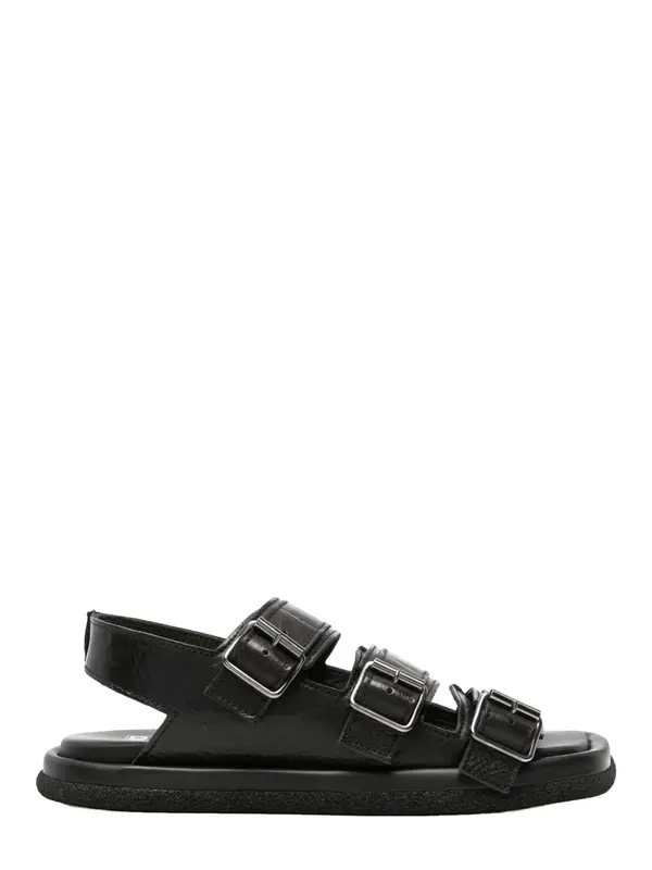 Moma Lux Buckled Leather Sandals - Black