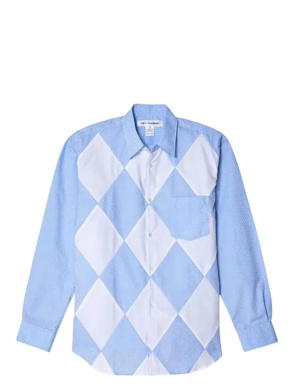 Comme Des Garçons Argylle-pattern Cotton Shirts - Blue