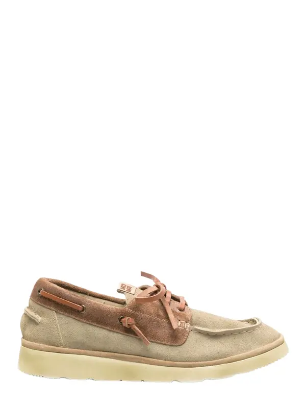 Moma Logo-patch Suede Boat Shoes - Neutrals