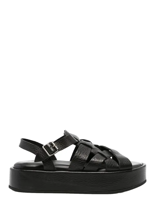 Moma Arizona Leather Platform Sandals - Black
