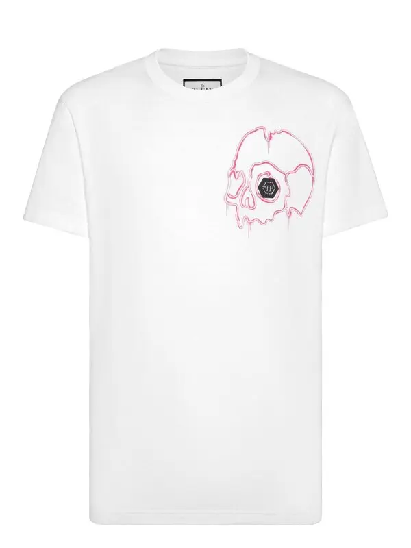 Philipp Plein Dripping Skull Cotton T-shirt - White
