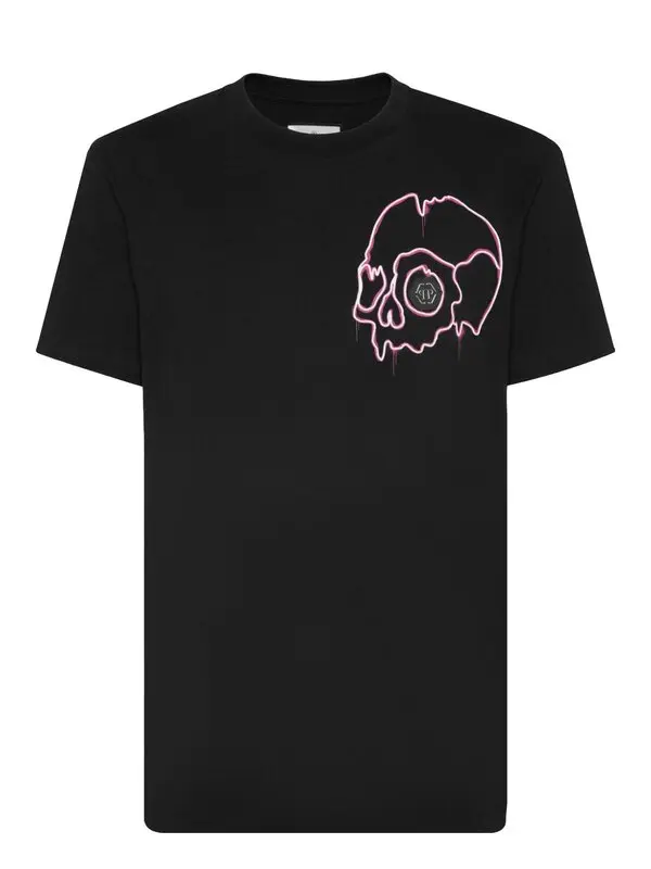 Philipp Plein Dripping Skull Cotton T-shirt - Black