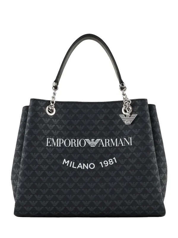 Emporio Armani Milano 1981 Logo-print Tote - Black