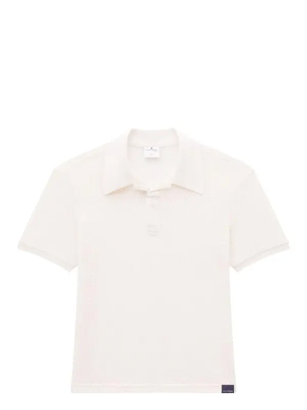 COURREGES Ac Logo-appliqué Mesh Polo Shirt - Neutrals