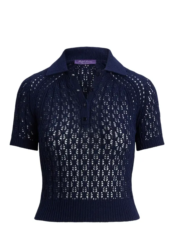 Ralph Lauren Semi-sheer Silk Polo Shirt - Blue