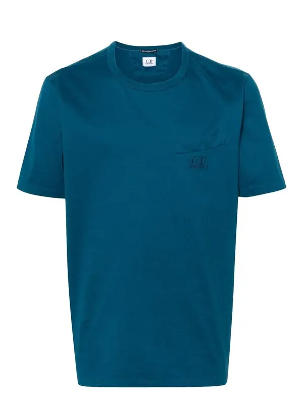 C.P. COMPANY Logo-embroidered Cotton T-shirt - Blue