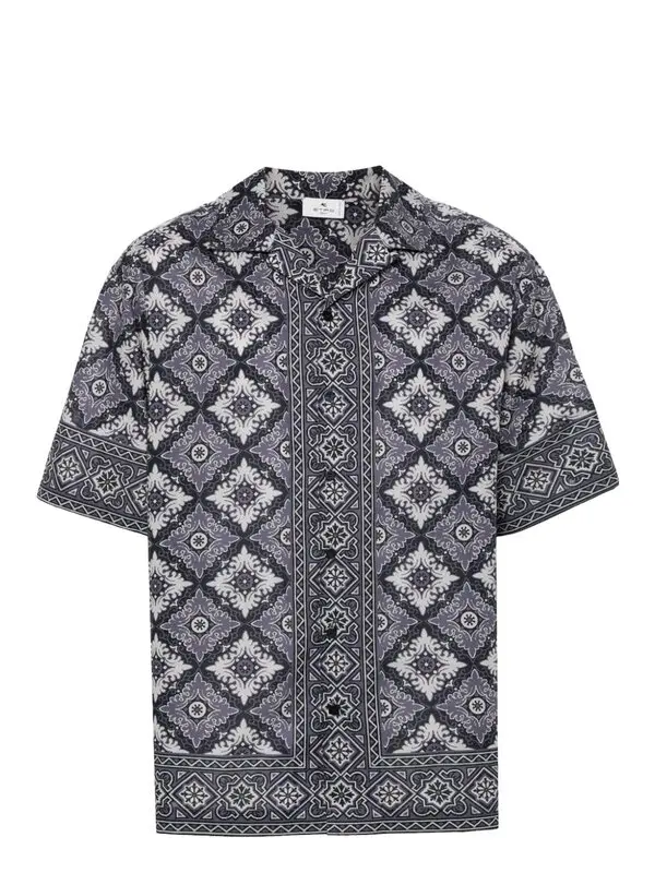 Etro Abstract-print Cotton Shirt - Purple