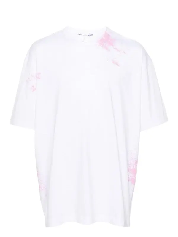 Comme Des Garçons Splatter-print Cotton T-shirt - White